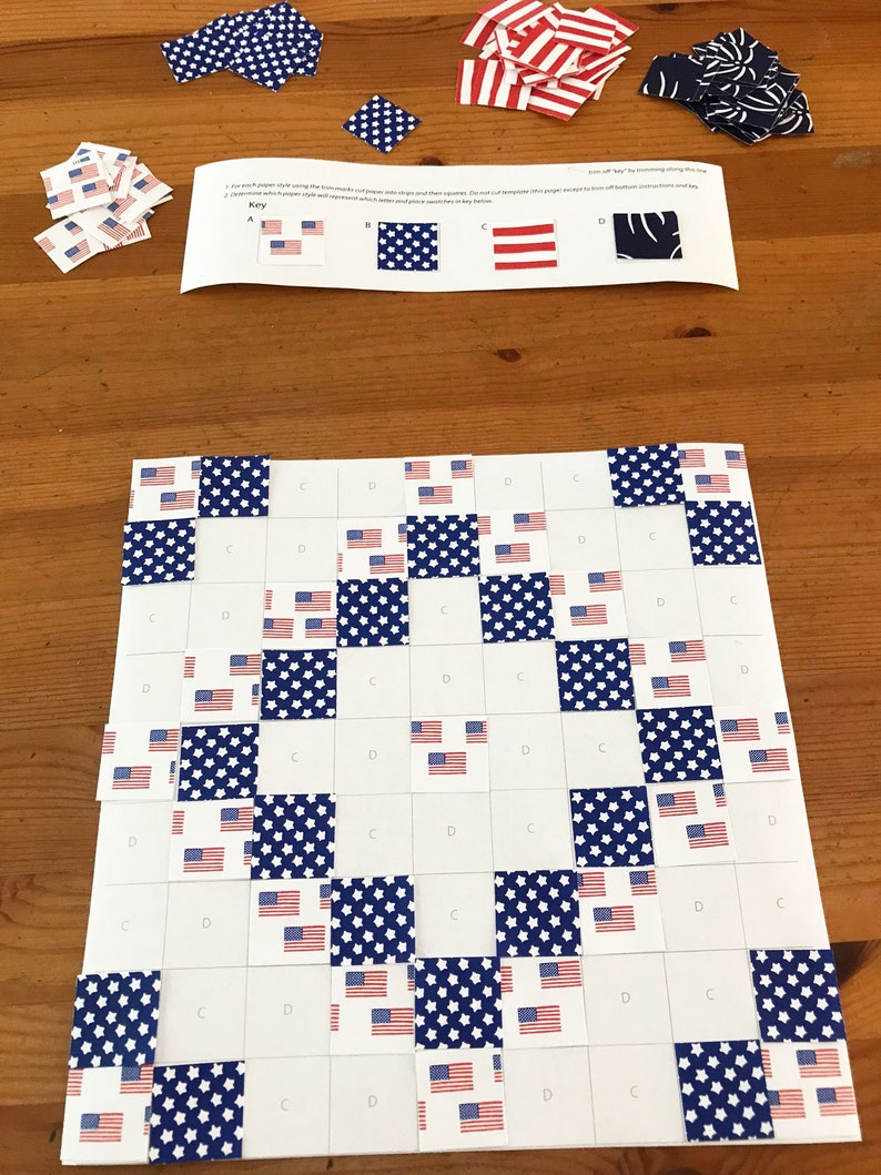 Patriotic Paper Quilt Printable Kit Fourth of July Paper Craft Project ...