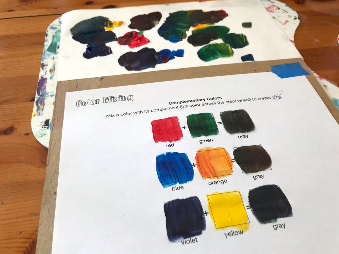 Printable Color Mixing Worksheet Set | Kids Art Class Activity Painting ...