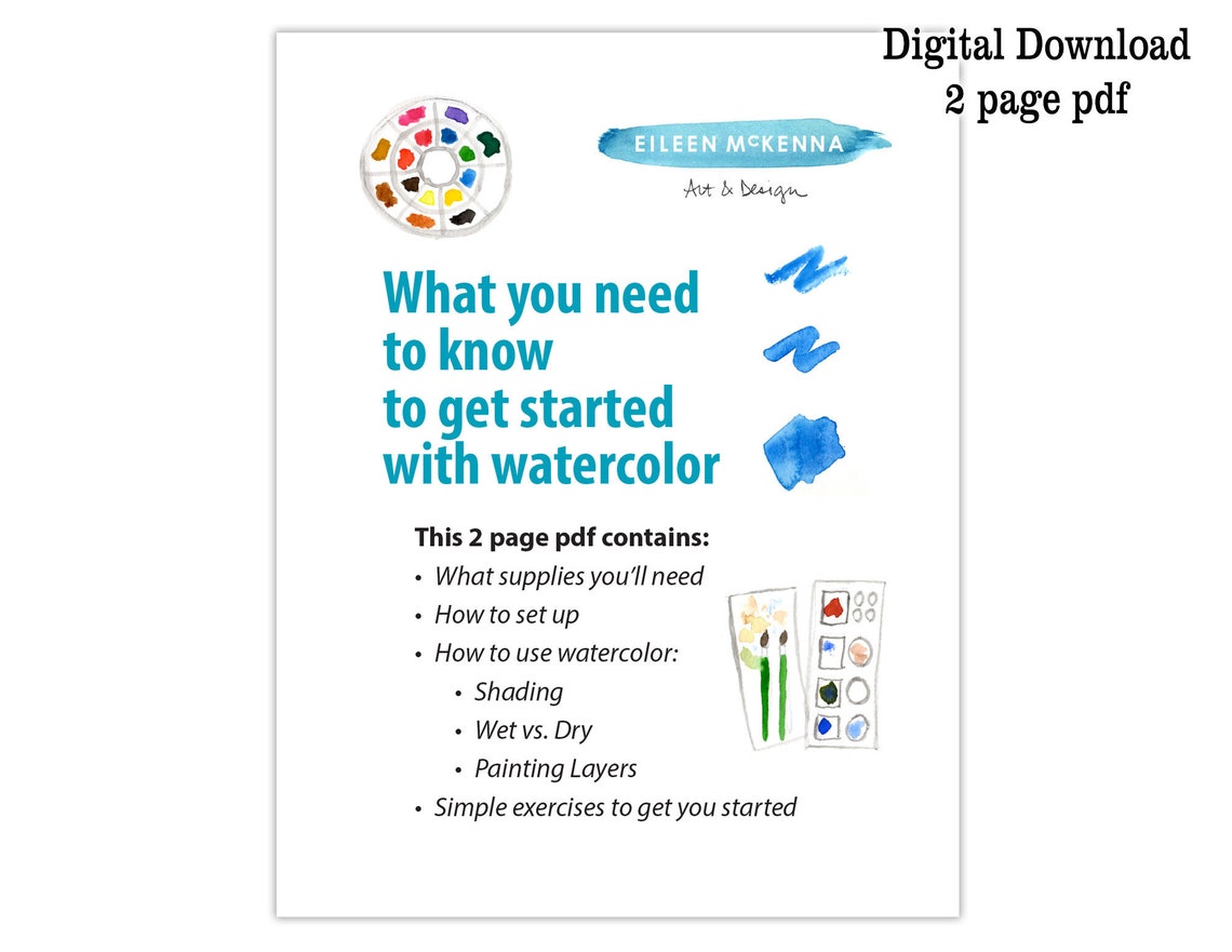 Beginner Watercolor Painting Instructional PDF "what You Need to Know ...