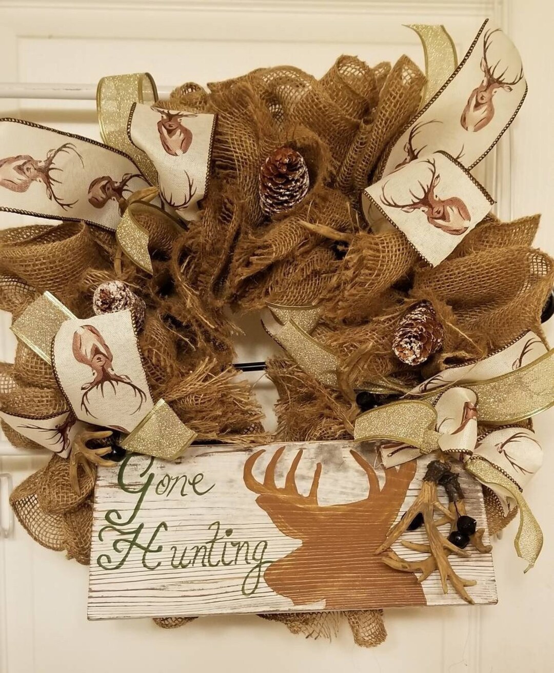 Gone Deer Hunting Shredded Burlapwreath. Free Shipping - Etsy