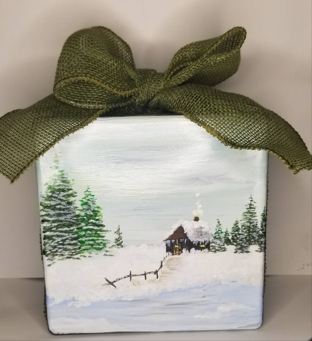 2-sided Painted Glass Block. Free Shipping - Etsy