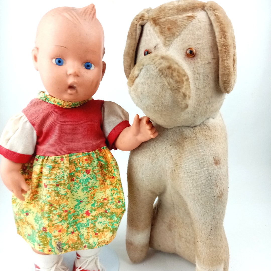 Antique Toy Dog, Straw Filled Animal, 1920s Handmade Toy, Velvet and ...