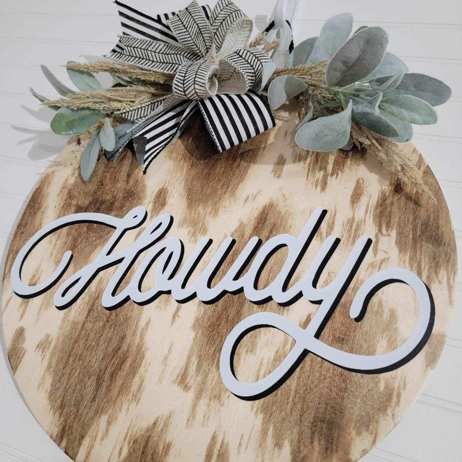 HOWDY. Cowhide Cowprint Country Wooden Floral Farmhouse Decor - Etsy