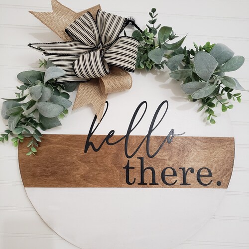 Hello Southern Farmhouse Wooden Door Hanger Sign | Etsy