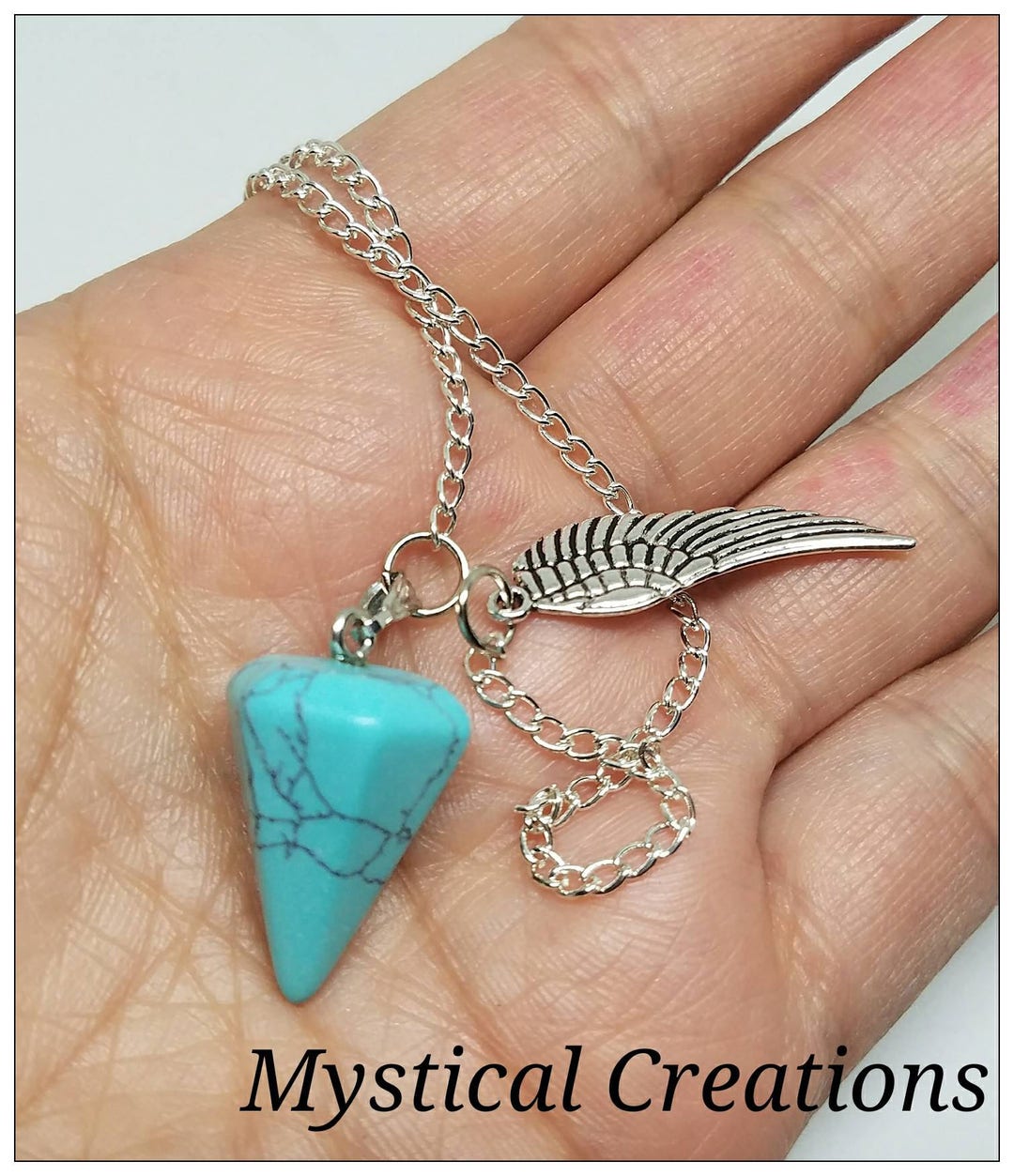 Turquoise Point Pendulum: Faceted Pyramid Dowsing Pendant - Etsy