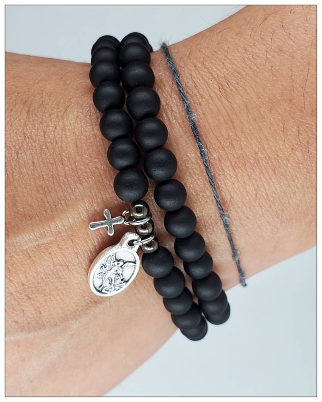 St. Michael Bracelet, Double Wrap Saint Michael Archangel Charm ...