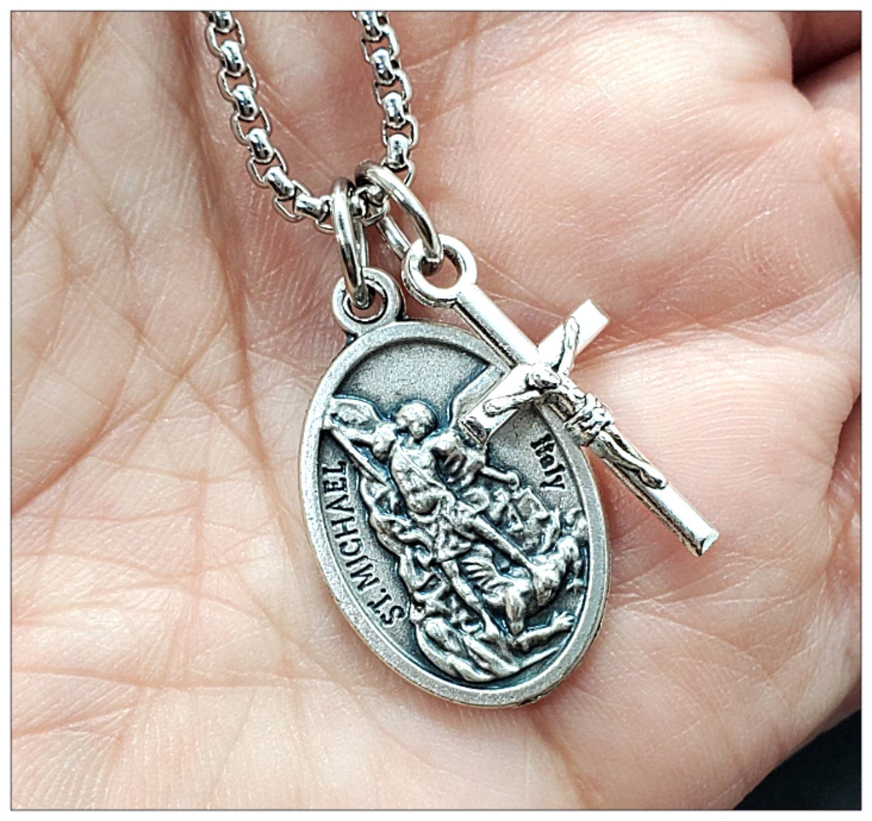 Choose Your Saint Charm Necklace Silver Catholic Saint | Etsy