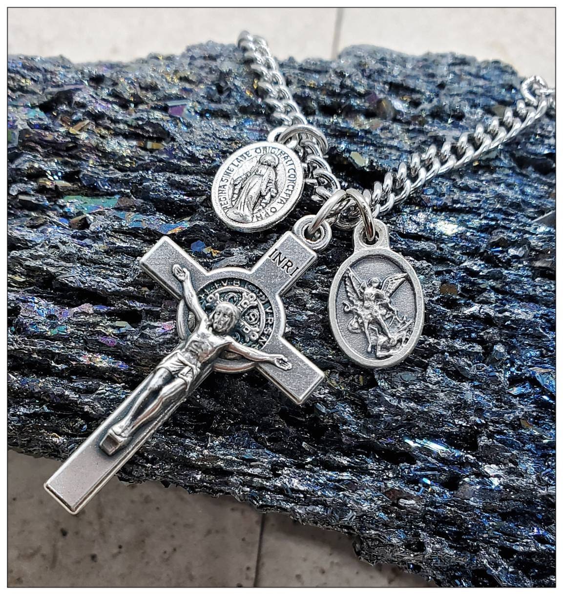 St Benedictine Cross Saint Benedict Silver Cross Necklace - Etsy