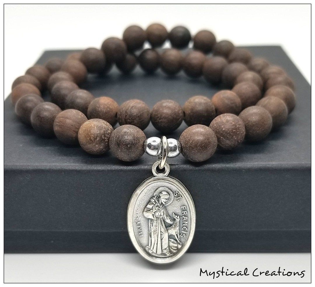 Choose Your Saint Charm Bracelet, Double Wrap Catholic Men's Bracelet ...