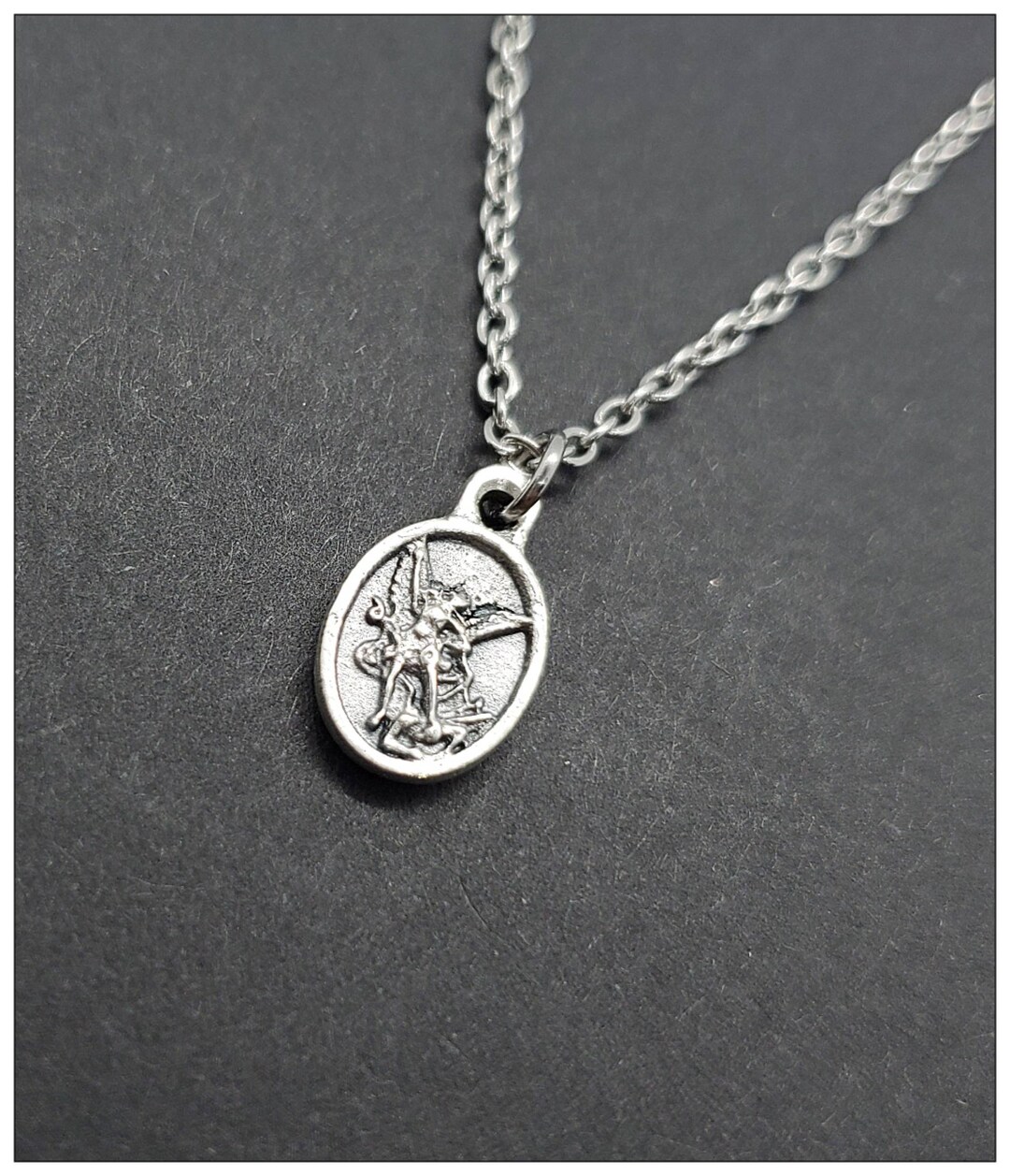 Dainty St. Michael Charm Necklace Saint Michael Catholic - Etsy