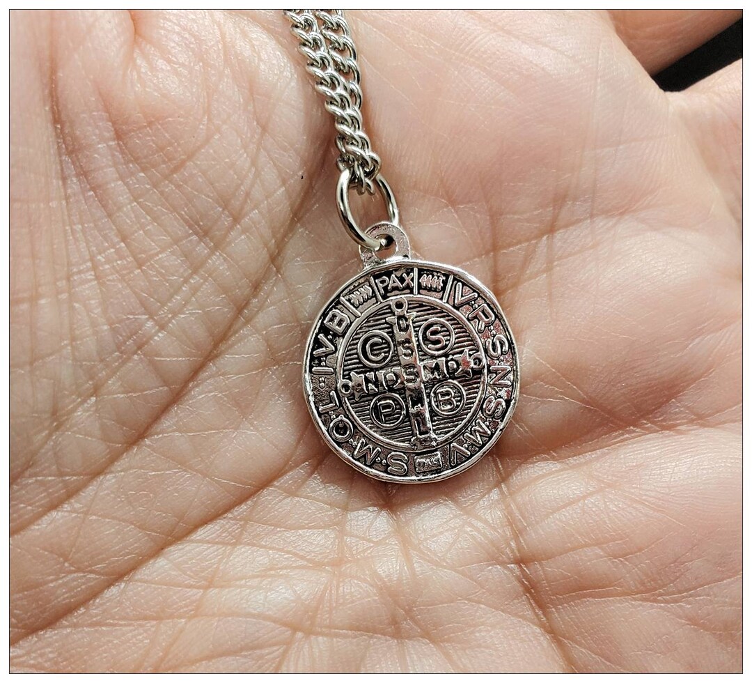 St. Benedict Silver Necklace: Catholic Protection Medal - Etsy