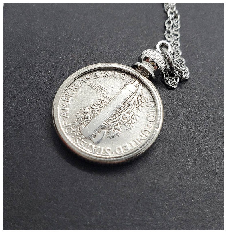 Mercury Dime Necklace: Silver Coin Pendant, Brass Bezel - Etsy