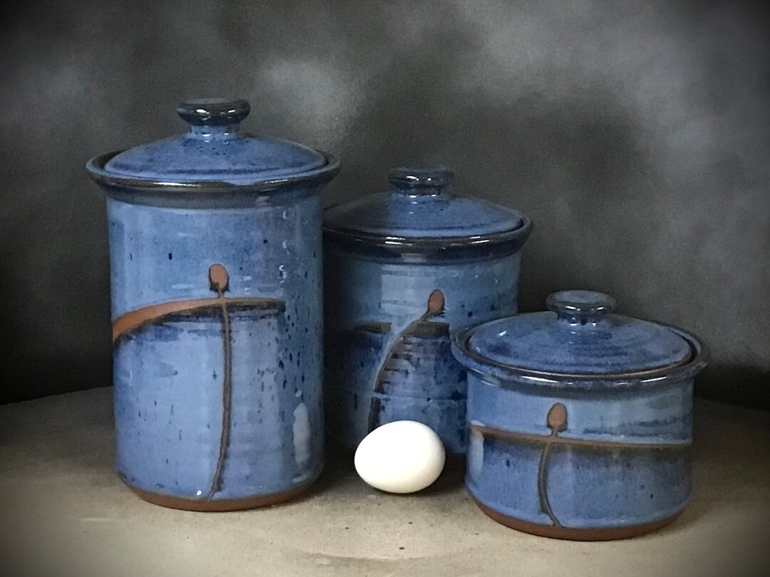 Mid Size Cobalt Blue Canister Set Largest Piece is 8 1/2" Tall and ...