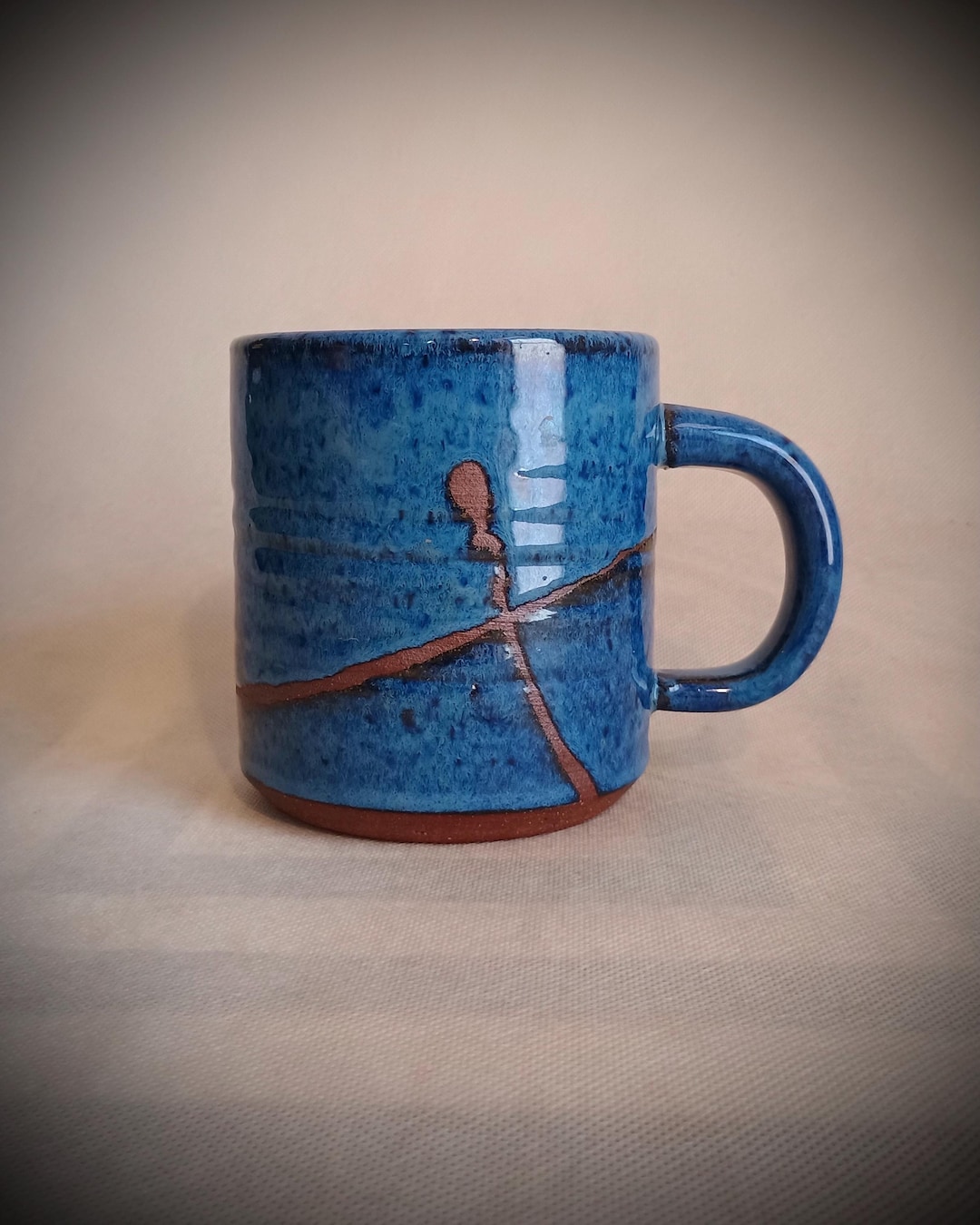 Large Blue Stoneware Coffee Mug, 16 Oz - Etsy