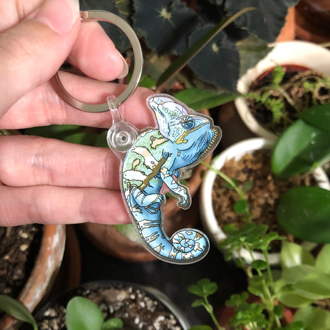 Veiled Chameleon Reptile Keychain - Etsy