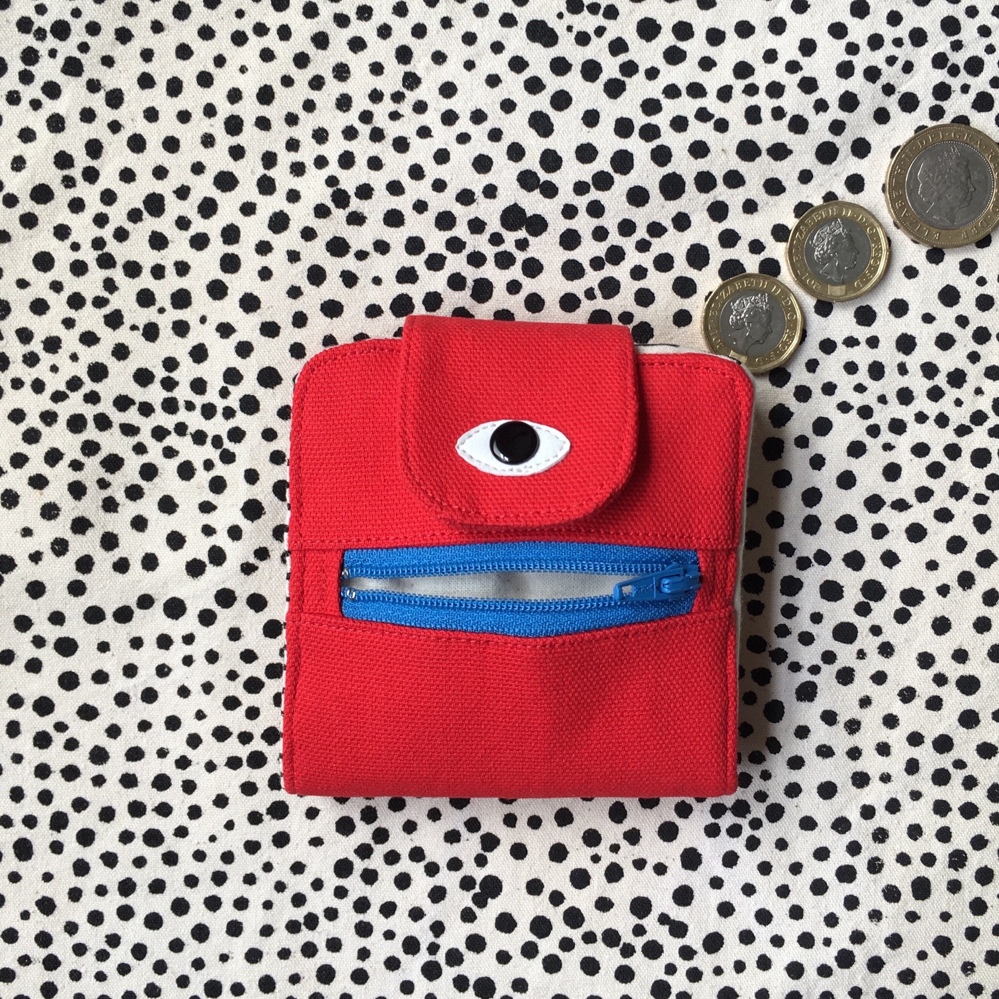 Cyclop Wallet, Cotton Canvas Coin Purse, Screen Print Bi-fold Wallet ...