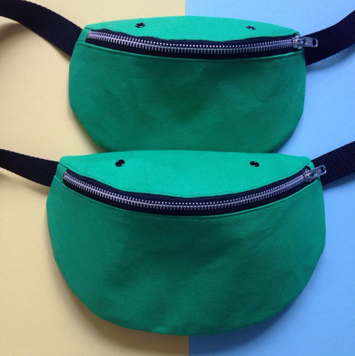 Green Bumbag Fanny Pack Hip Bag Cotton Canvas Handmade | Etsy