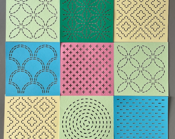 Sets of Sashiko Templates, Stencils for Visible Mending, Japanese ...