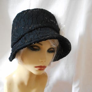 1920's 1930's Style Black Cloche Hat, Downton Abbey Hat, Vintage ...