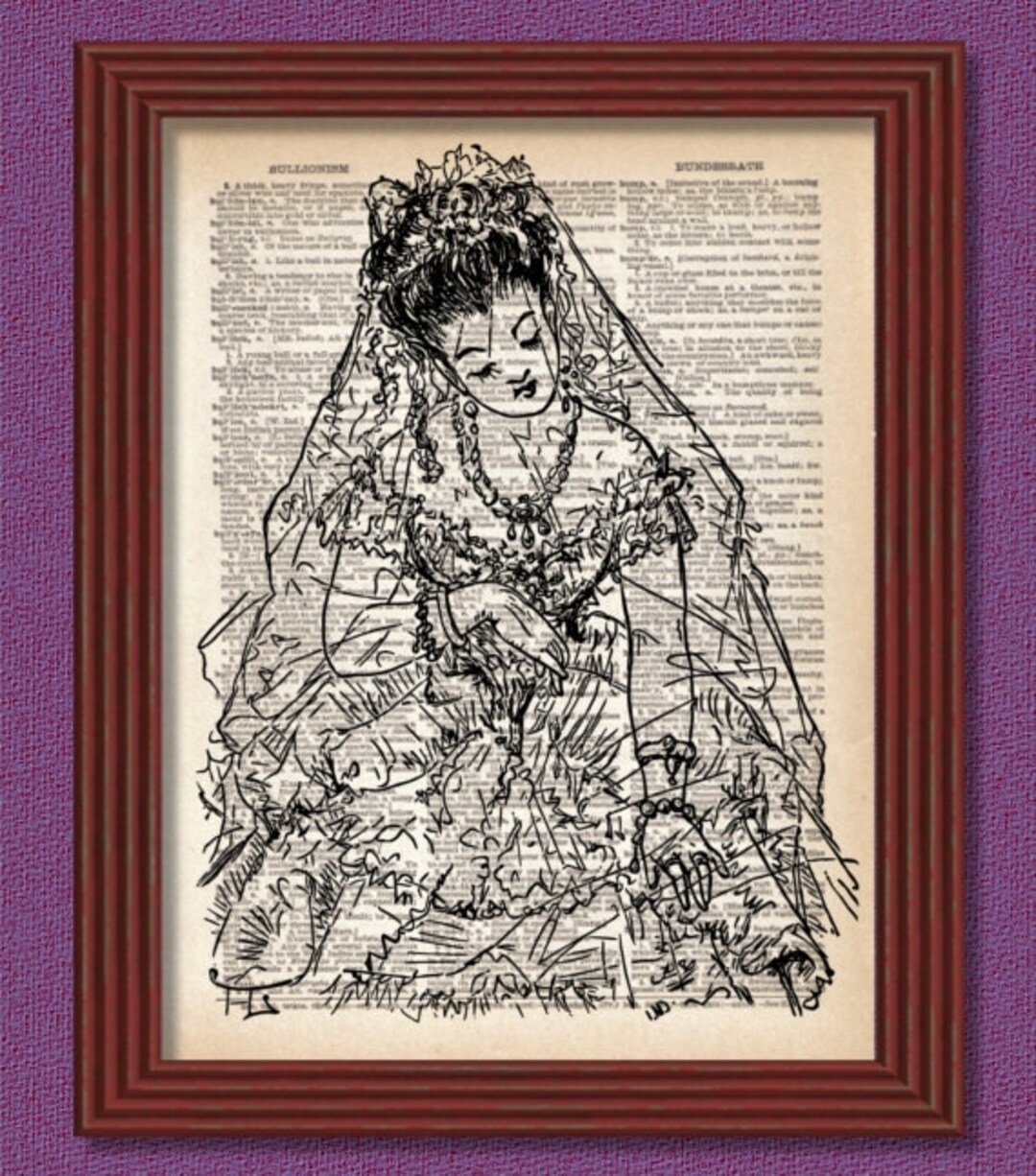 Dictionary Art Print "the Bride" Victorian Edwardian Wedding Marriage ...