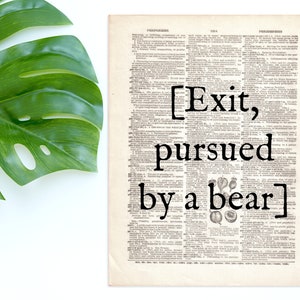 Dictionary Art Print Exit Pursued by a Bear William Shakespeare ...