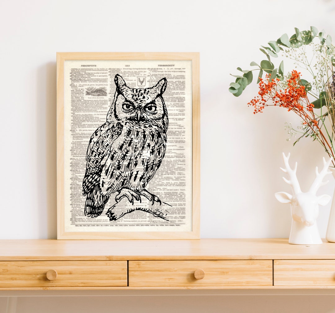 Dictionary Art Print Screech Owl Forest Animal Woodland Bird Dorm Decor ...