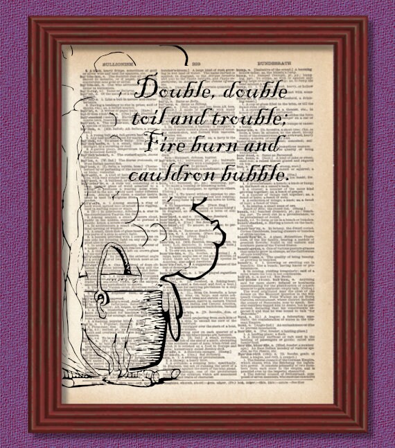 Dictionary Art Print Double Double Toil and Trouble Halloween ...