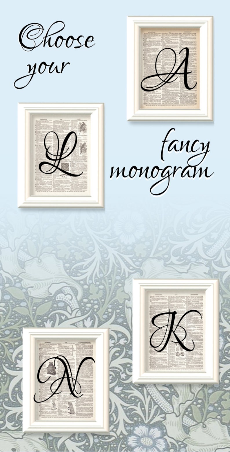 Dictionary Art Print Choose Your Fancy Monogram Initial - Etsy