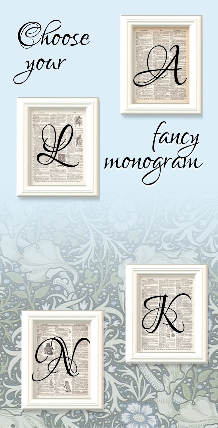 Dictionary Art Print Choose Your Fancy Monogram Initial - Etsy