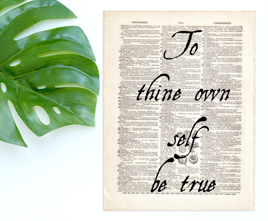 Dictionary Art Print to Thine Own Self Be True Shakespeare Hamlet ...