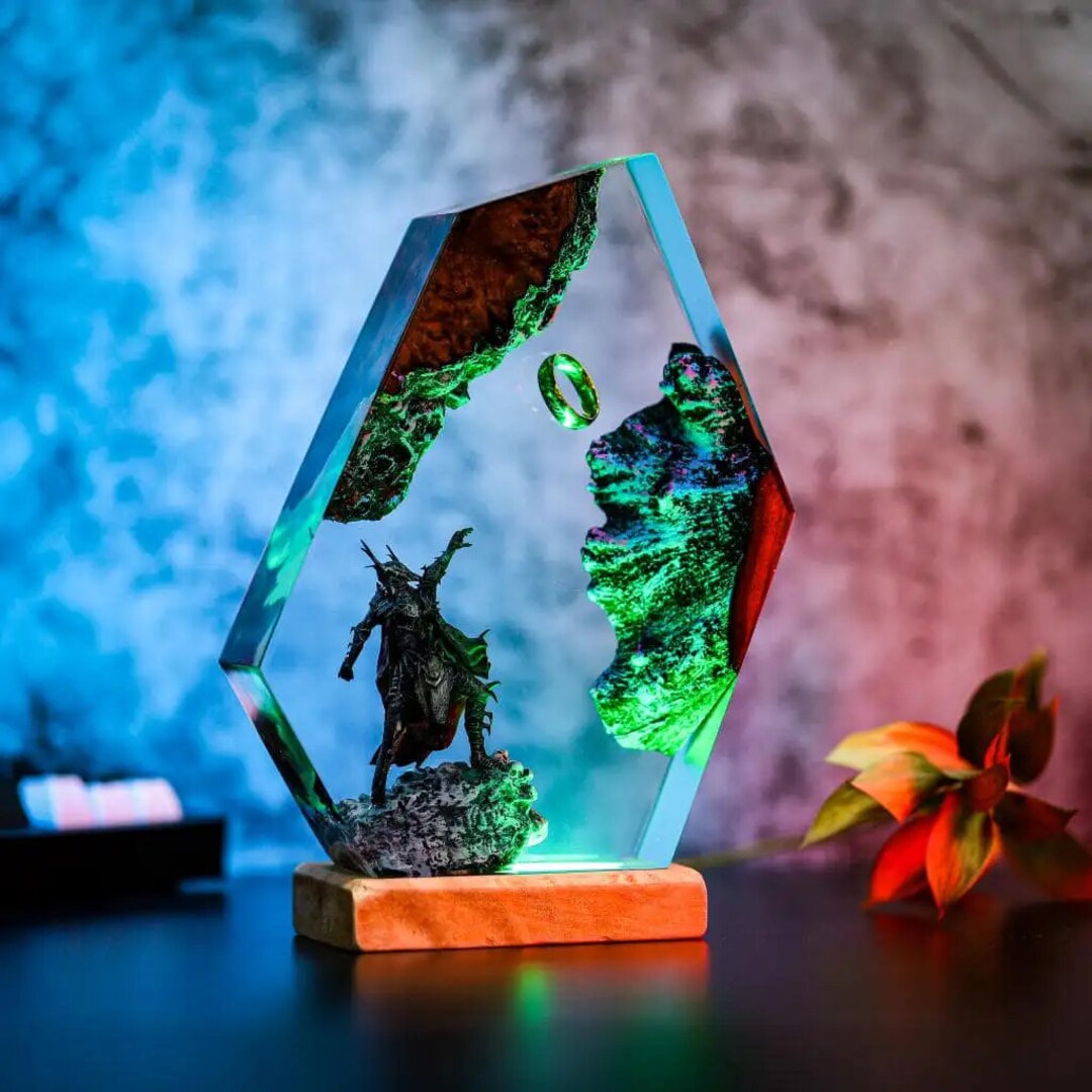 The Lord of the Rings Sauron Dark Lord Epoxy Resin Wood Lamp Night ...
