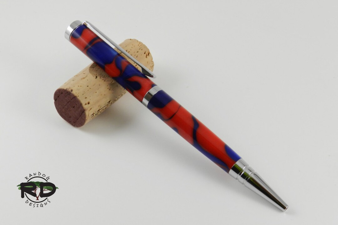 Red / Blue Acrylic Swirl Pen, Twist Pen, Chrome Pen - Etsy Singapore