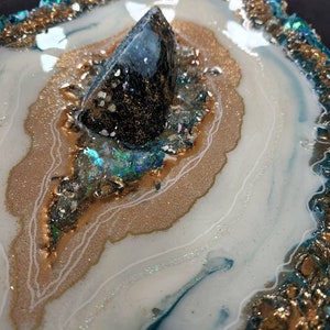 Geode Artwork Epoxy Resin Turquoise Blue Gold Aquamarine Aquarius ...
