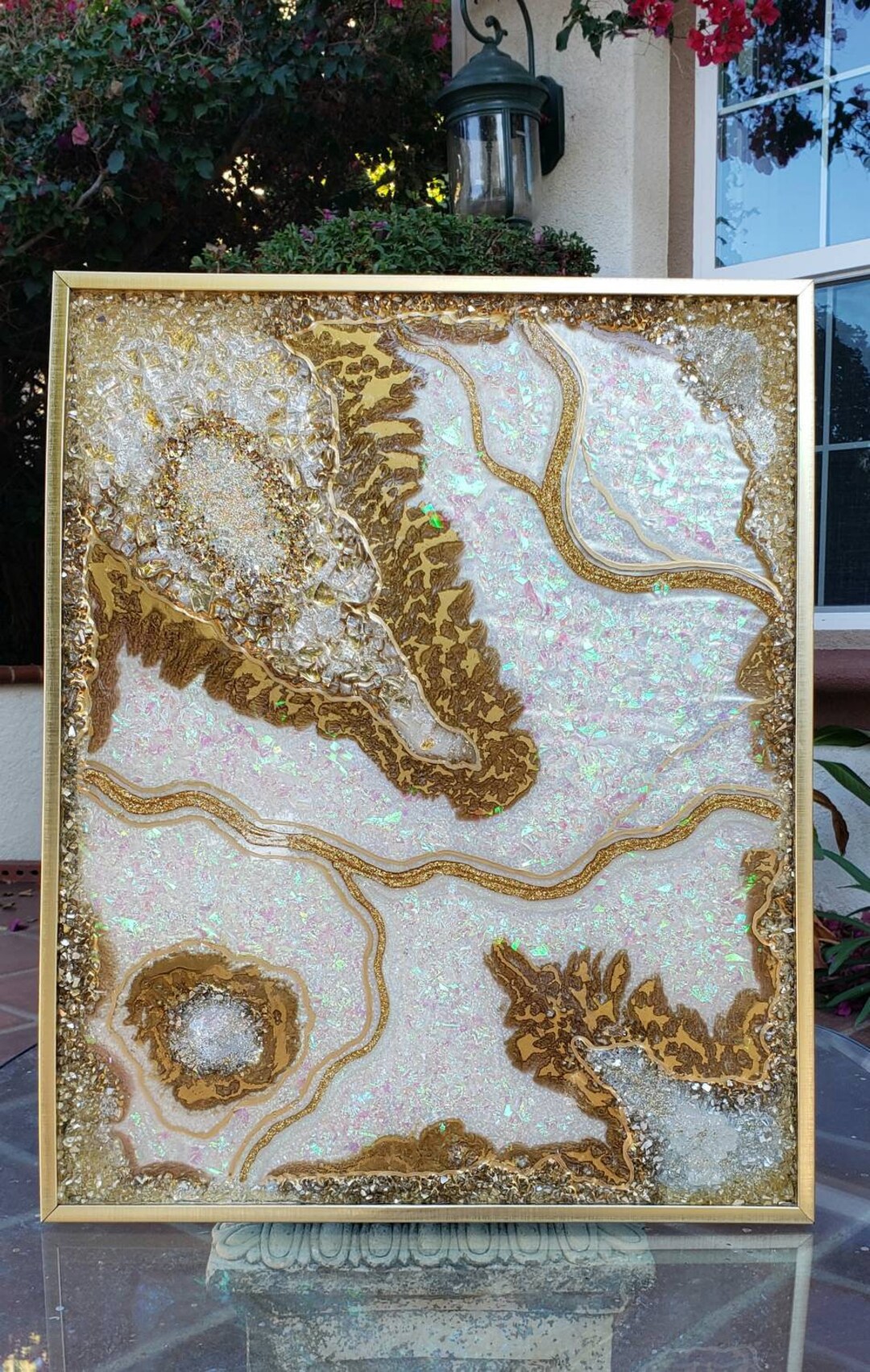 Framed Epoxy Resin Geode Art Painting Glossy Dimensional Sparkly ...