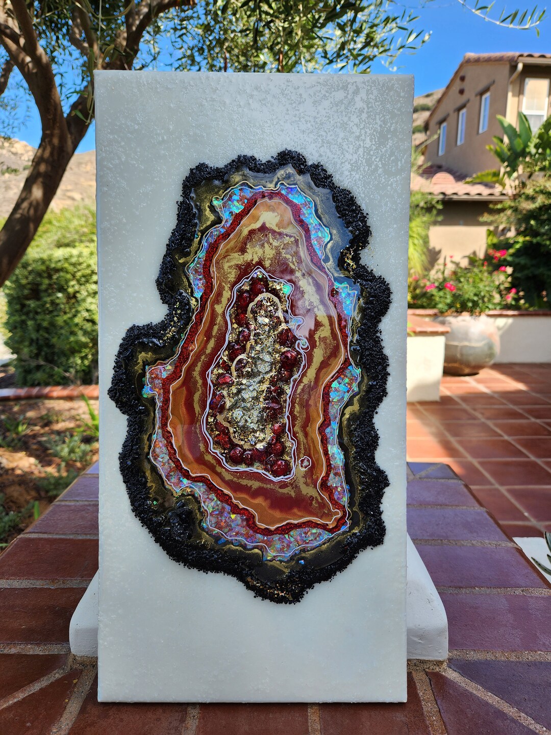 Fire Opal Ruby Epoxy Resin Geode Art Painting Glossy - Etsy