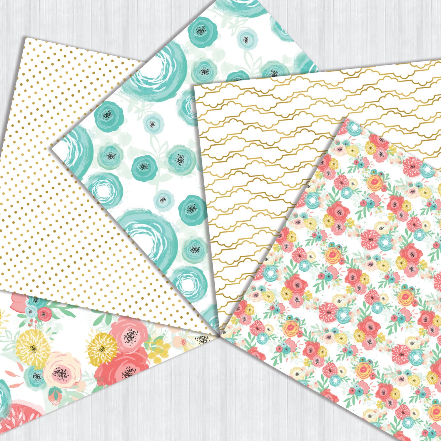 Colorful Spring Flowers Digital Paper Pack Instant Download - Etsy