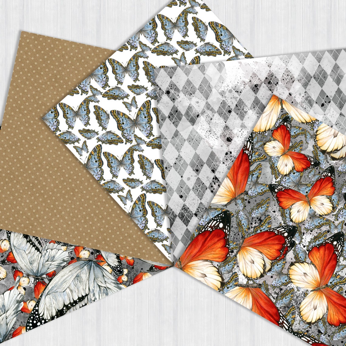 Butterflies Digital Paper Pack Watercolor Seamless Patterns - Etsy ...