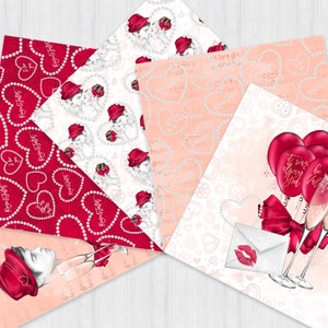 Valentine Paper Pack Love Digital Background Couple Engagement Card ...