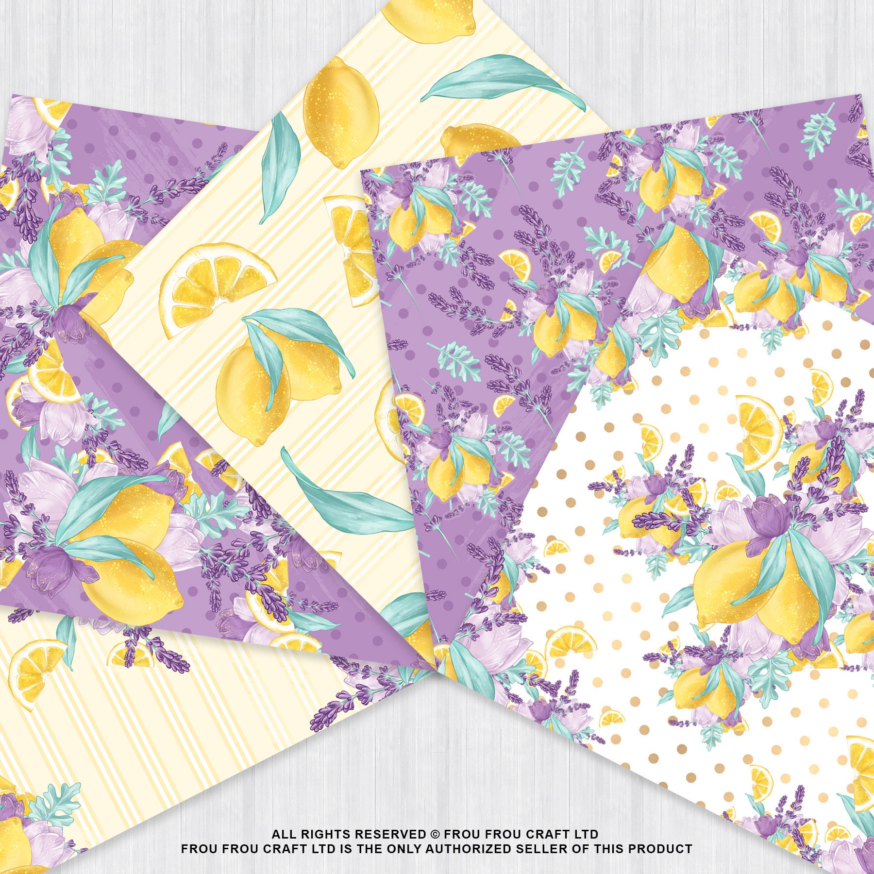 Lemons Paper Pack Lavender Paper Pack Summer Digital Paper - Etsy