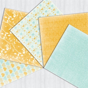 Yellow Blue Digital Paper Pack Instant Download Vintage Bright Sky ...