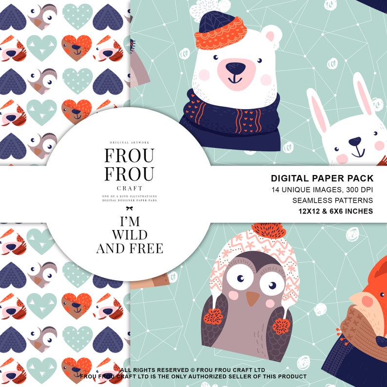 Cute Woodland Paper Pack Nursery Digital Paper Pack Pastel - Etsy