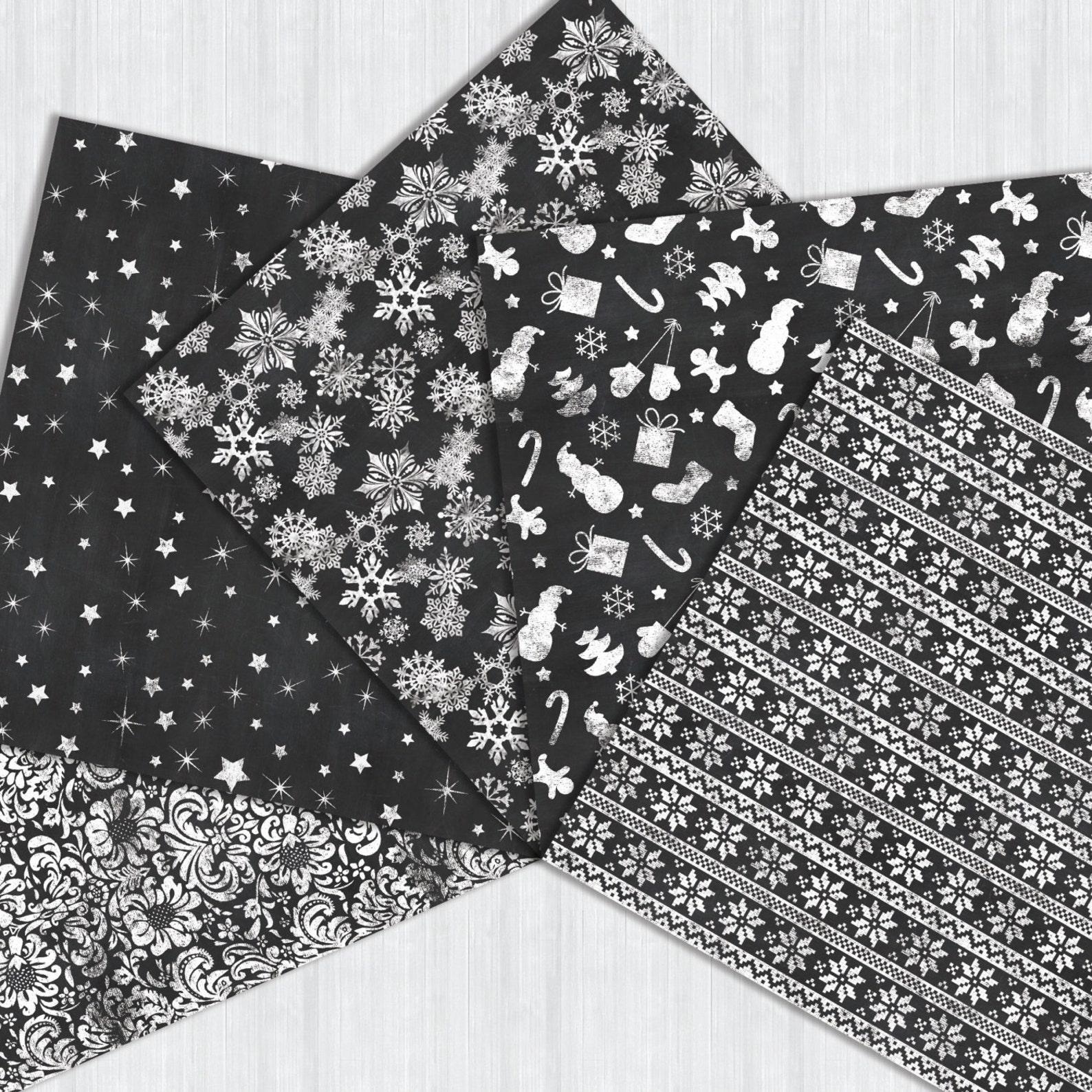 Chalkboard Christmas Digital Paper Pack Instant Download - Etsy