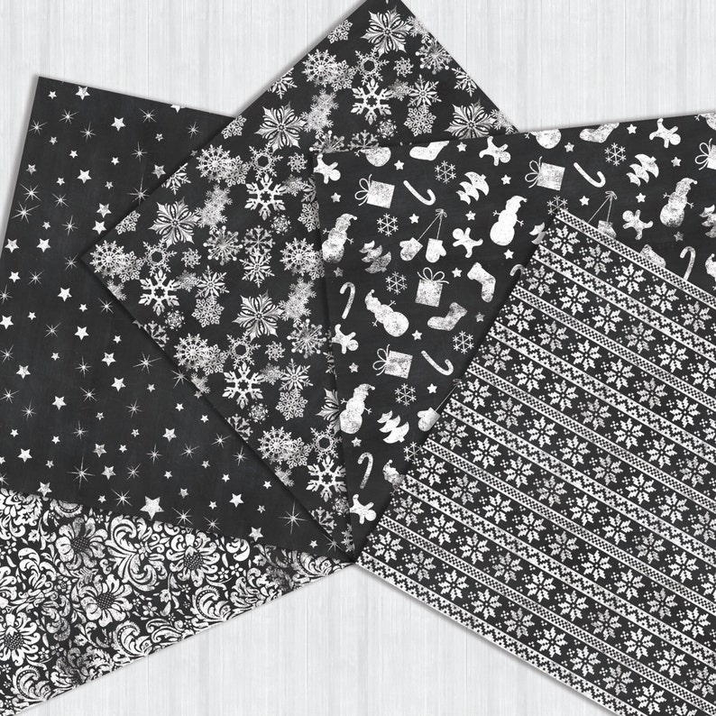 Chalkboard Christmas Digital Paper Pack Instant Download - Etsy