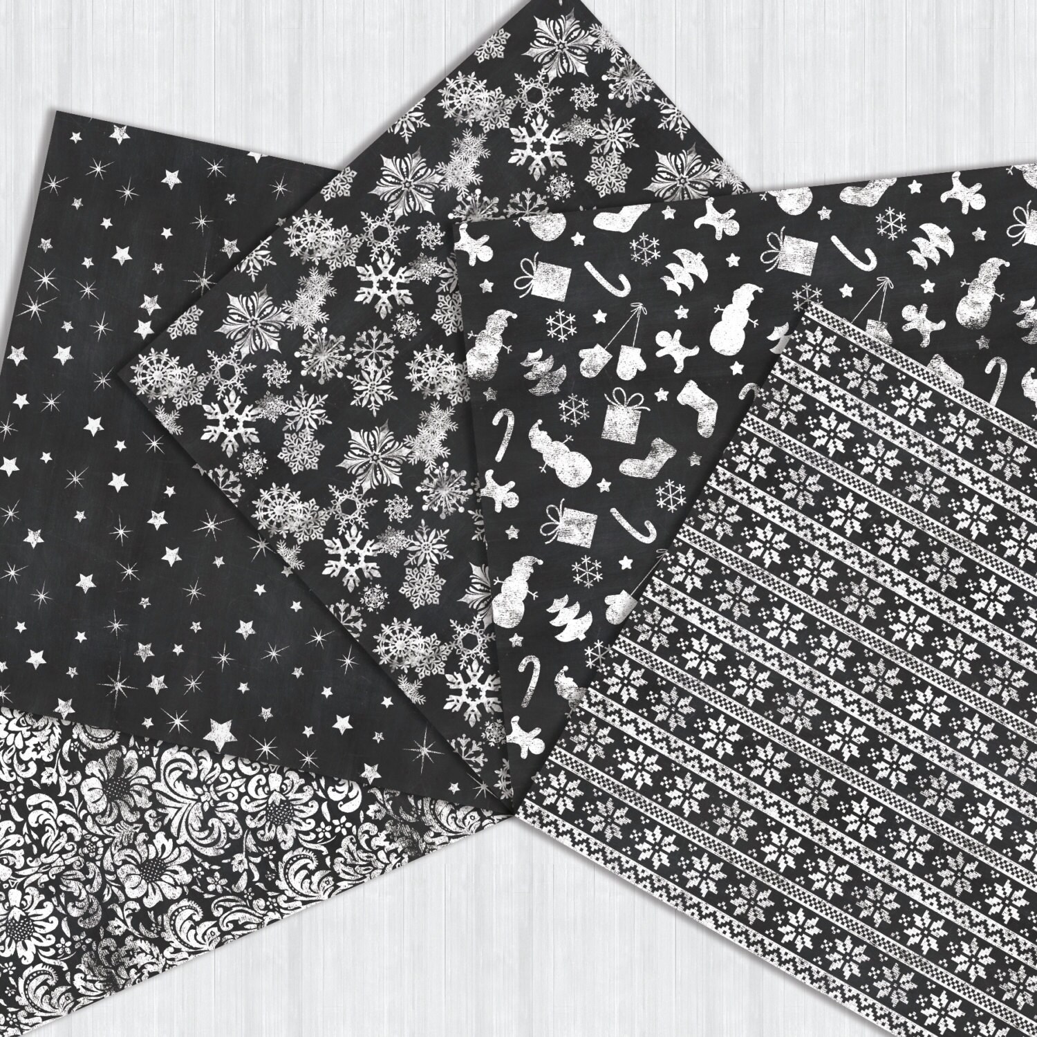 Chalkboard Christmas Digital Paper Pack Instant Download - Etsy