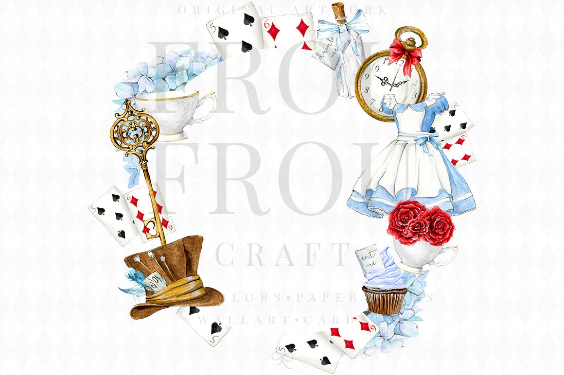 Alice in Wonderland Clipart Alice Clip Art Watercolor Alice - Etsy