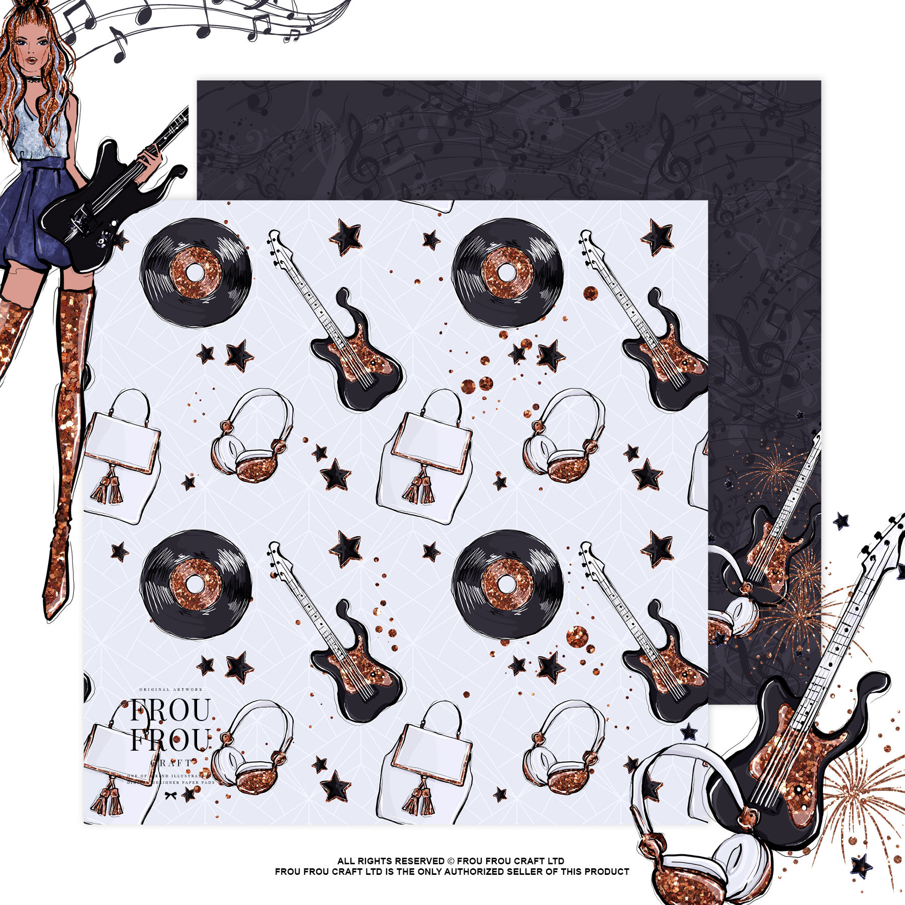 Music Digital Paper Pack Rockstar Fashion Planner Stickers - Etsy