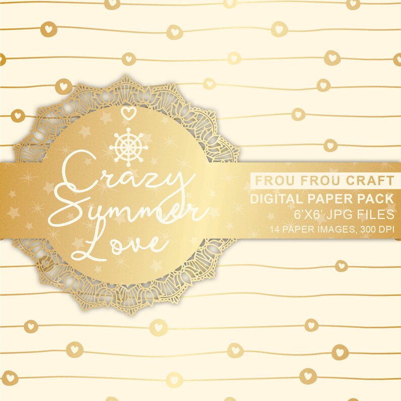 Pink Blue Gold Foil Digital Paper Pack Summer Love Nautical - Etsy