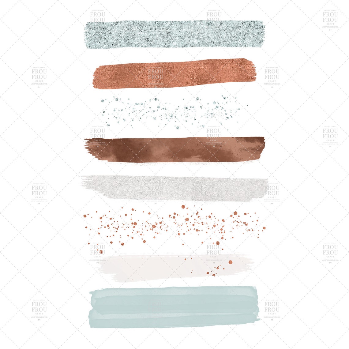 Rose Gold Mint Pastel Copper Color Palette Brush Strokes | Etsy