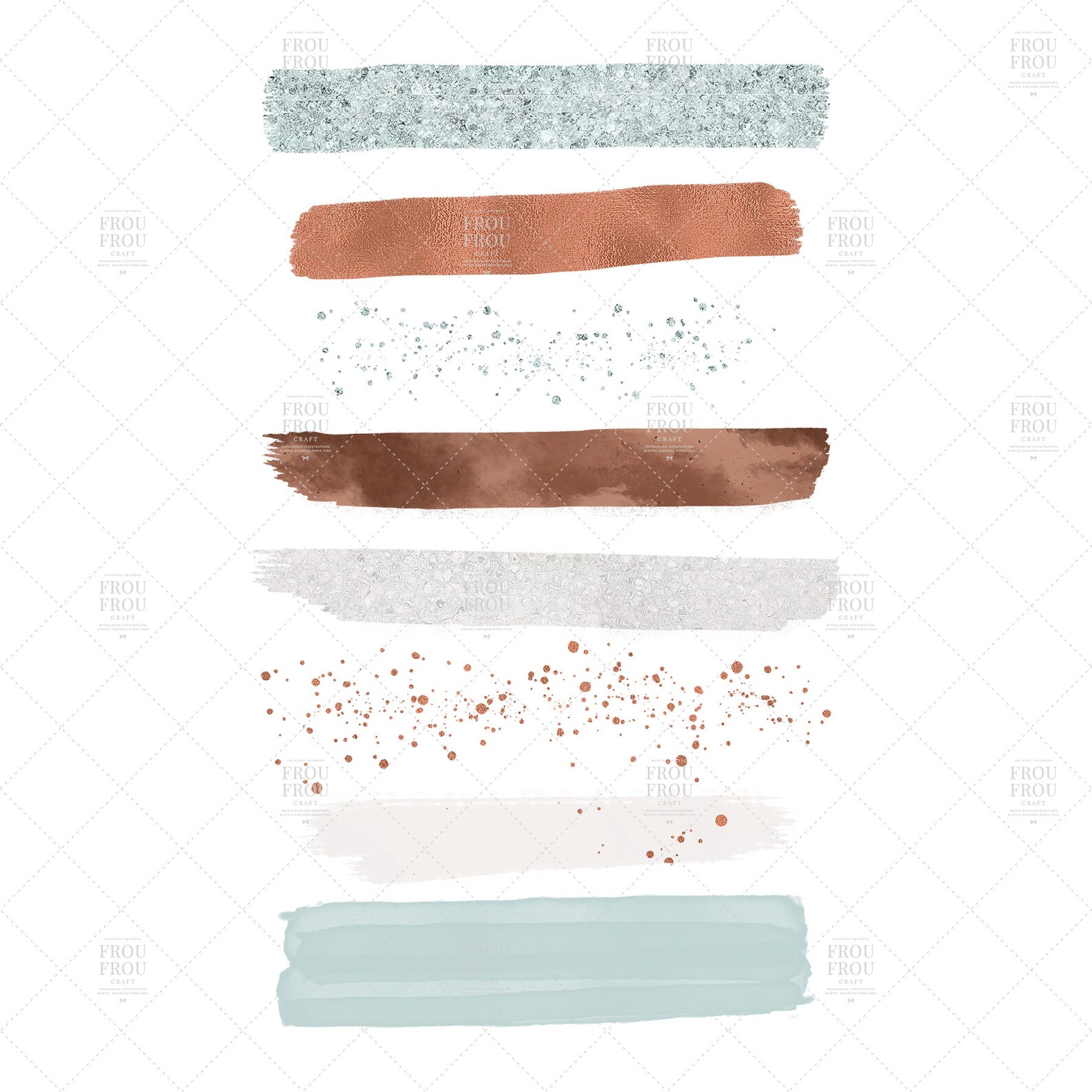 Rose Gold Mint Pastel Copper Color Palette, Brush Strokes, Blog Banners ...