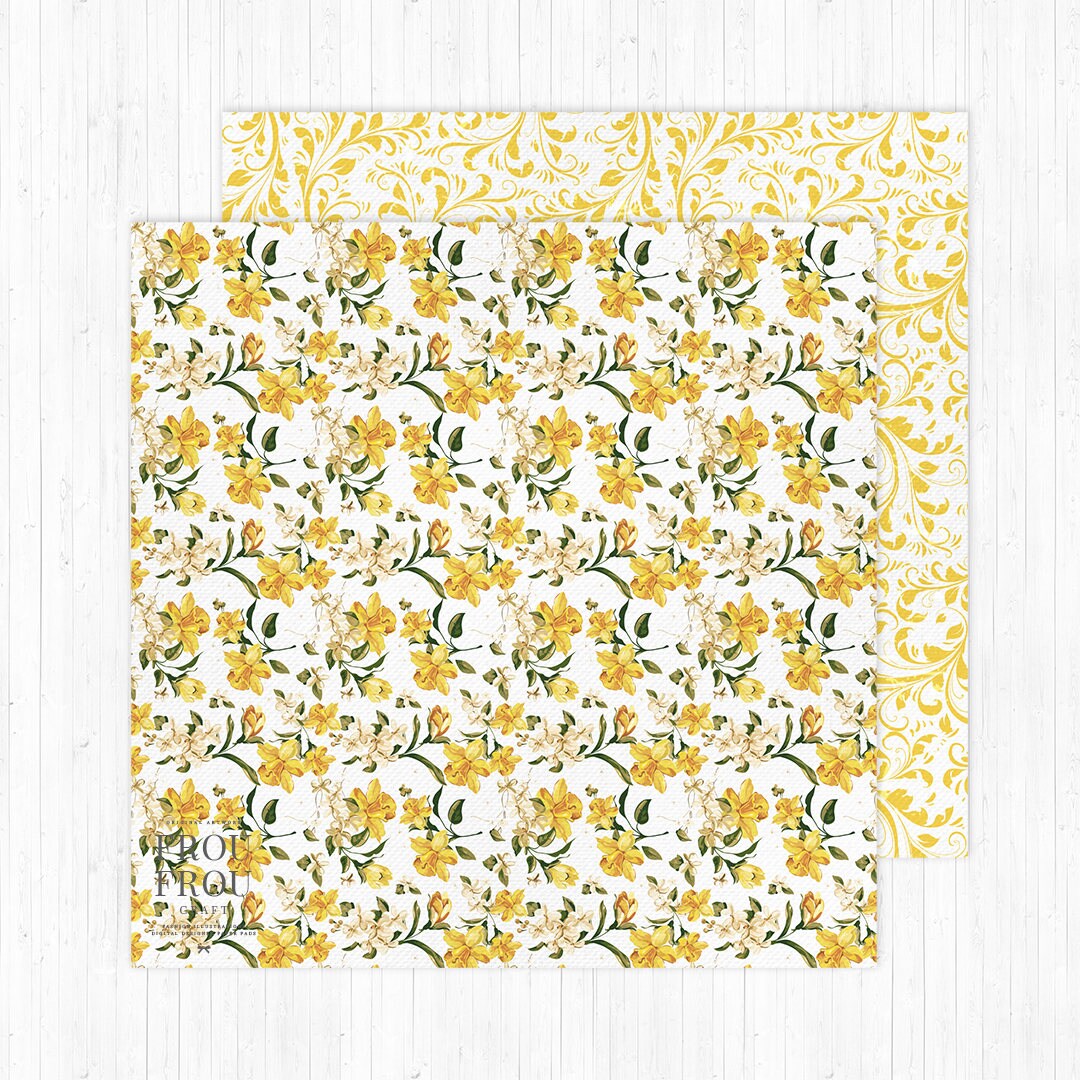 Fall Paper Pack Pear Paper Pad Yellow Floral Digital - Etsy